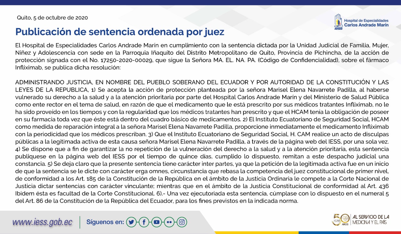 Disculpas Públicas – Hospital Carlos Andrade Marín